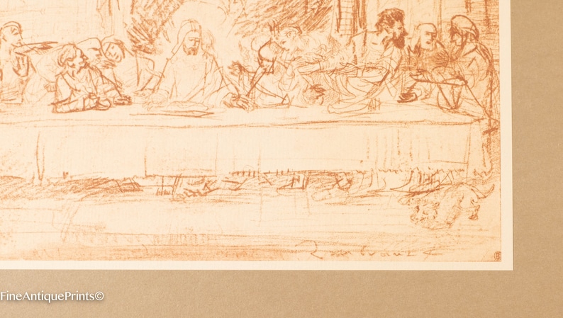 Fine Antique Print the Last Supper Leonardo Da Vinci by Rembrandt Old ...