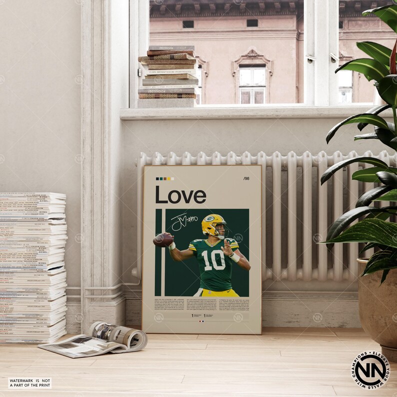 Jordan Love Poster, Green Bay Packers Print, NFL Poster, Sports Poster ...