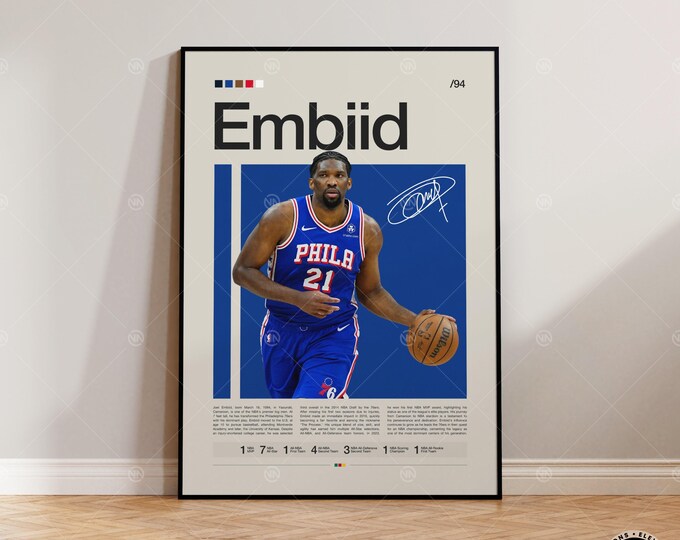 Joel Embiid Philadelphia 76ers Poster Art Autographed NBA 4x6, 5x7 ...