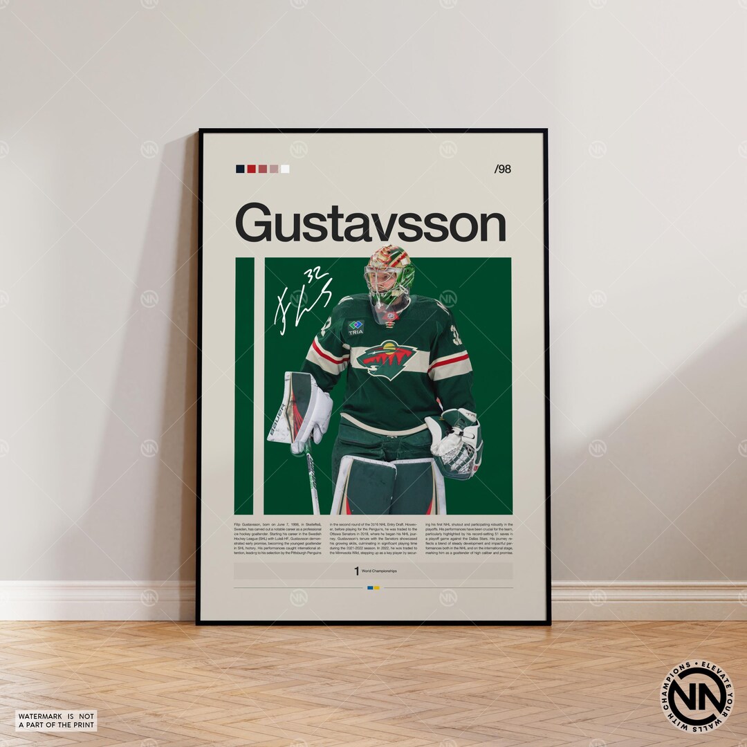 Filip Gustavsson Poster, Minnesota Wild Poster, NHL Poster, Hockey ...