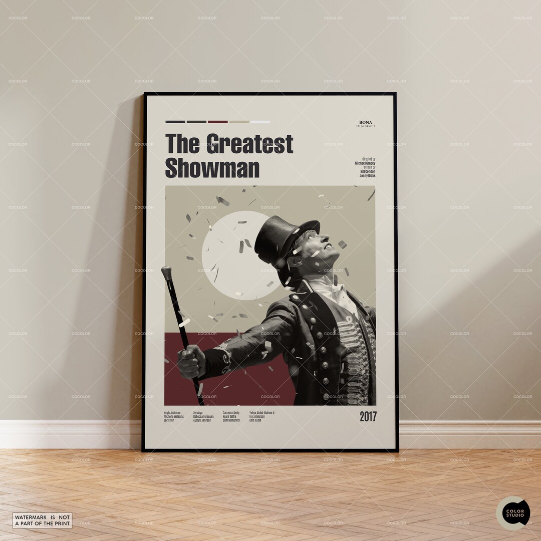 The Greatest Showman, Hugh Jackman, Retro Movie Poster, Midcentury ...