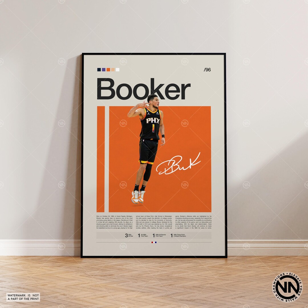 Devin Booker Poster, Phoenix Suns Poster, NBA Poster, Sports Poster ...