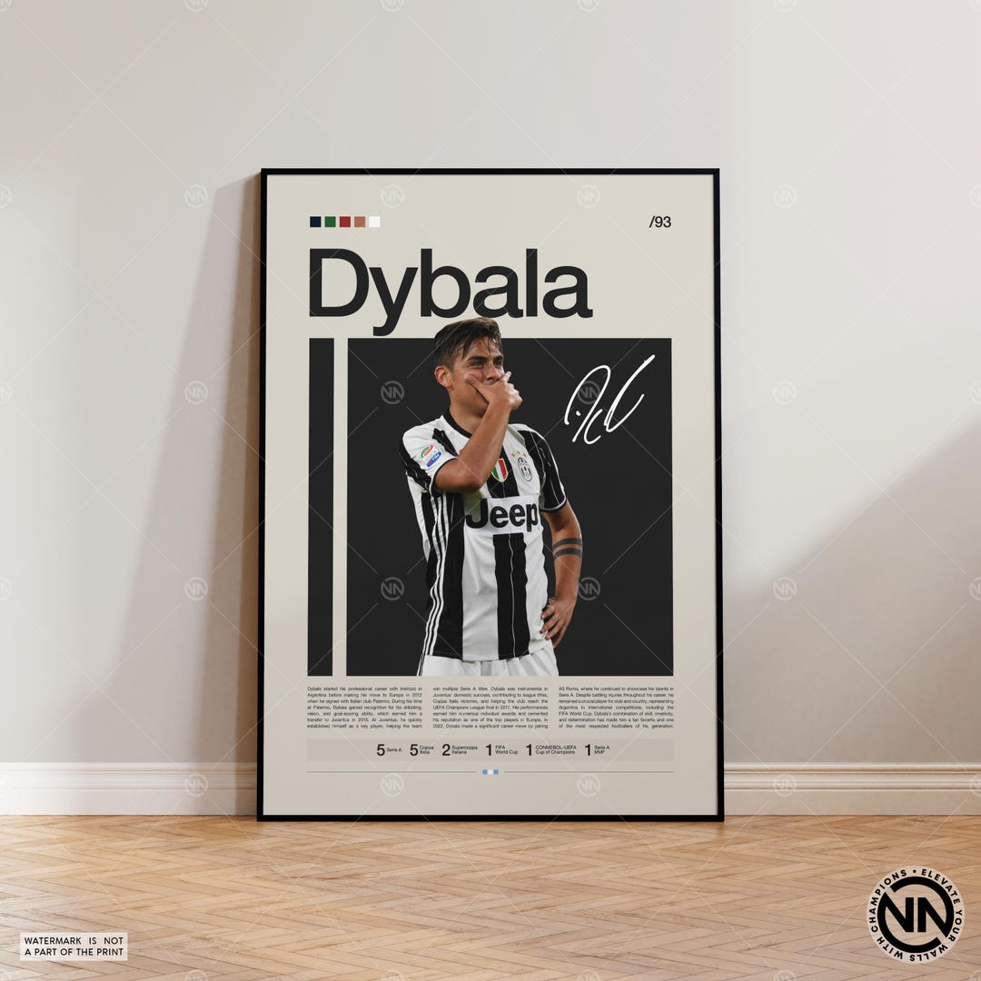 Paulo Dybala Poster, Juventus Poster, Soccer Gifts, Sports Poster ...