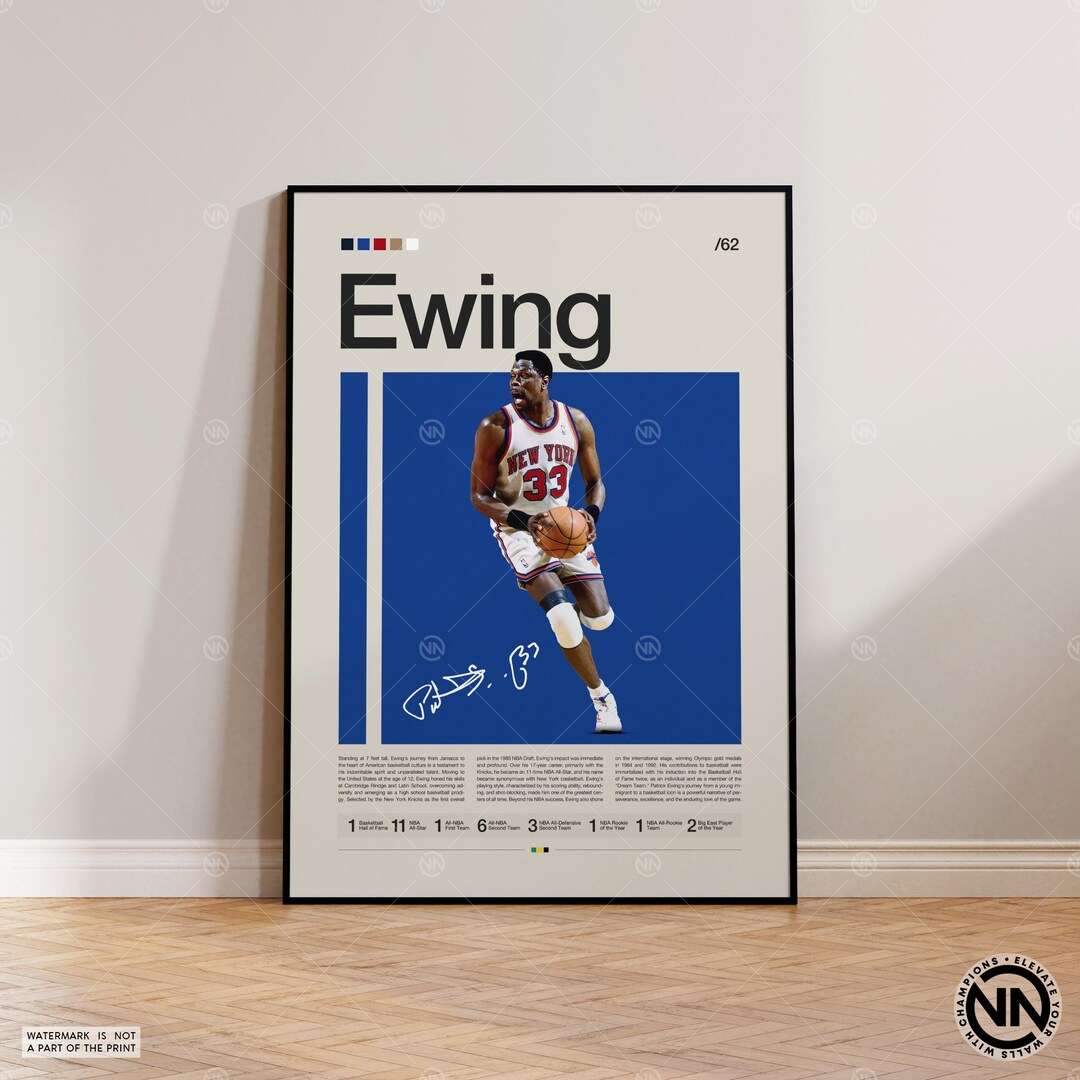 Patrick Ewing Poster, New York Knicks, NBA Poster, Sports Poster, Mid ...