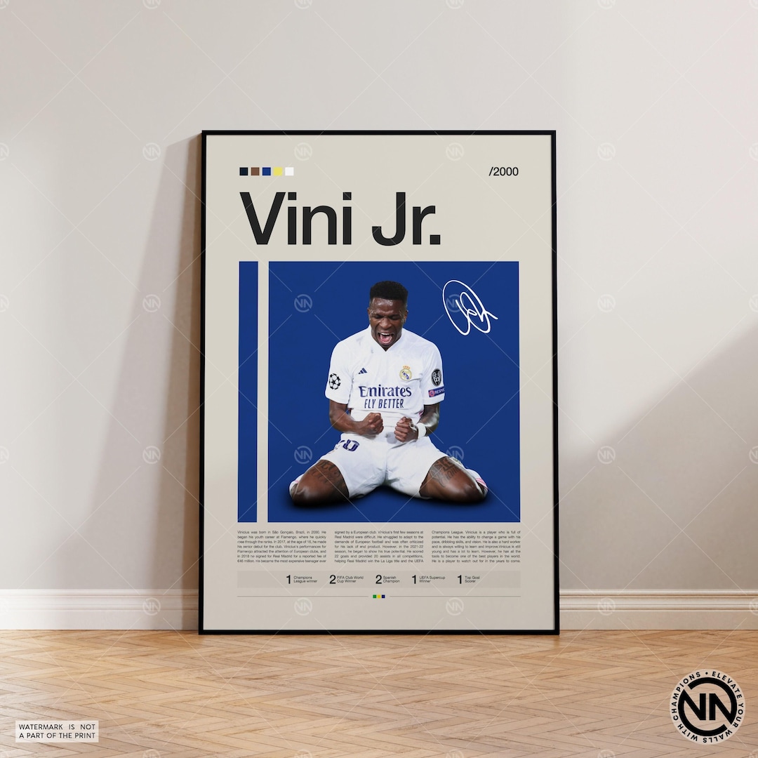 Vinicius Junior Poster, Real Madrid Poster, Soccer Gifts, Sports Poster ...