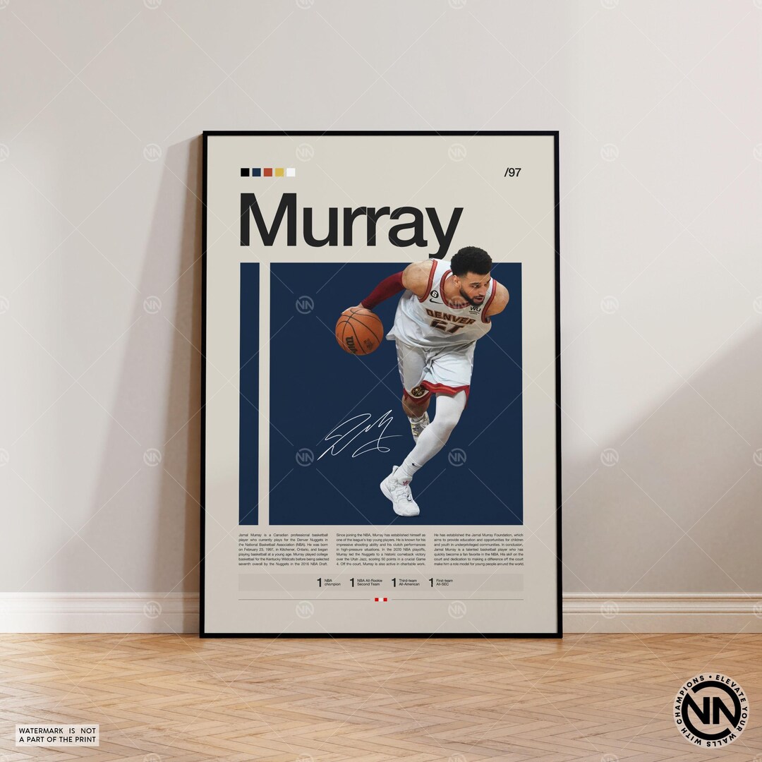 Jamal Murray Poster, Denver Nuggets Print, NBA Poster, Sports Poster ...