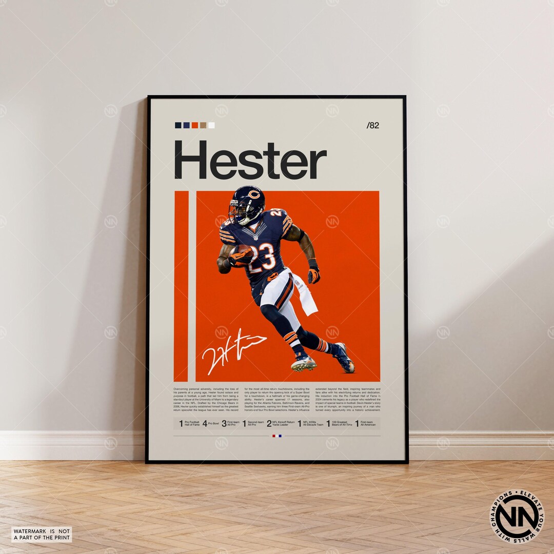 Devin Hester Poster, Chicago Bears Print, NFL Poster, Sports Poster ...