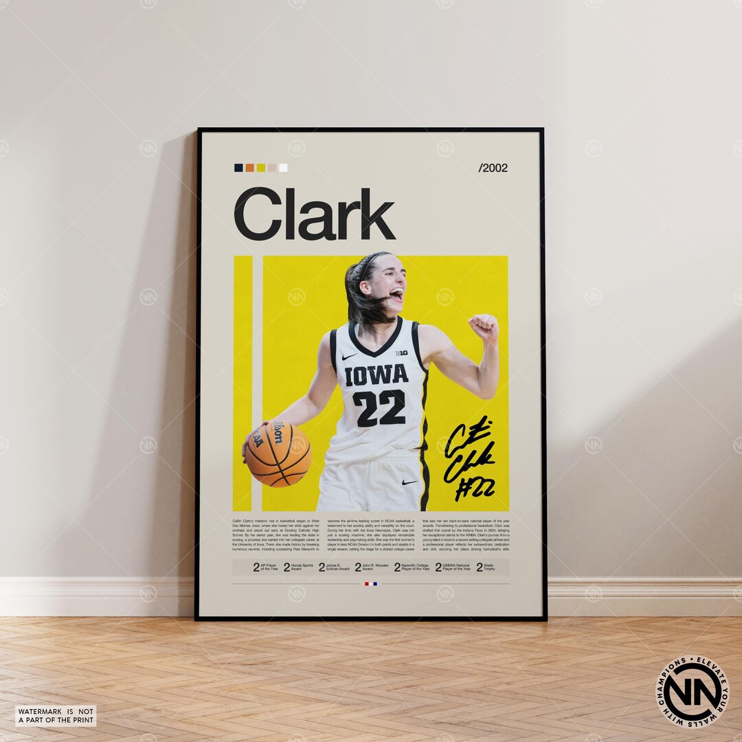 Caitlin Clark Poster, WNBA Poster, Sports Poster, Mid Century Modern ...