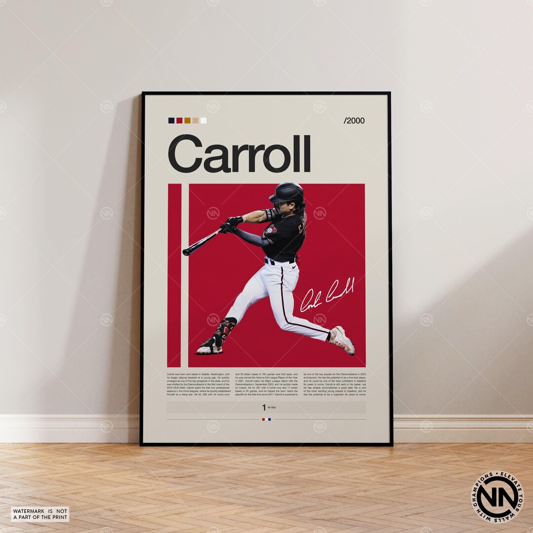 Corbin Carroll Poster, Arizona Diamondbacks, Baseball Prints, Sports ...