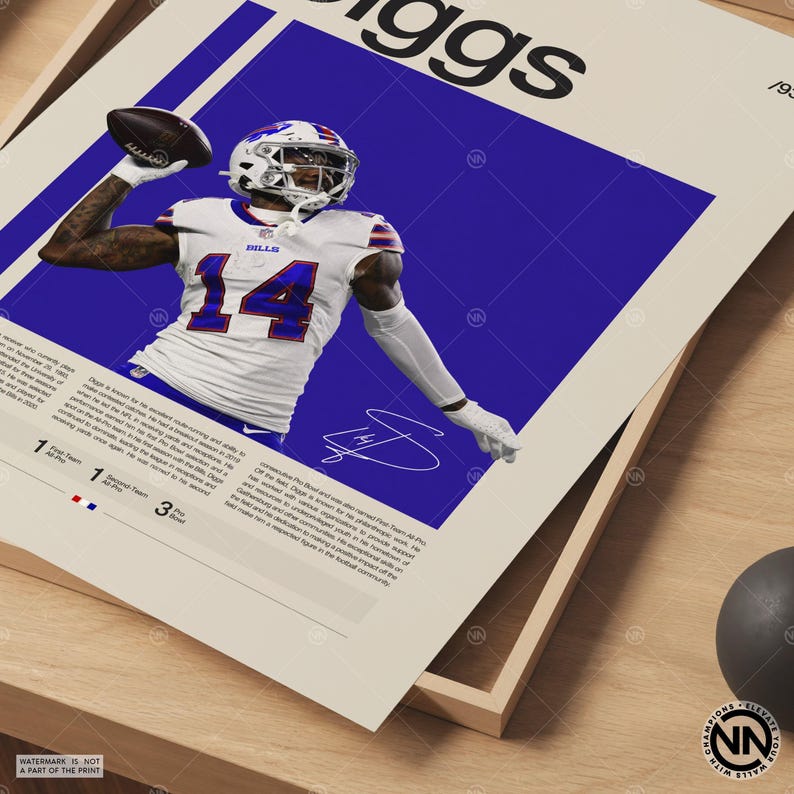 Stefon Diggs Poster, Buffalo Bills Poster, Bills Fan Gift, NFL Poster ...