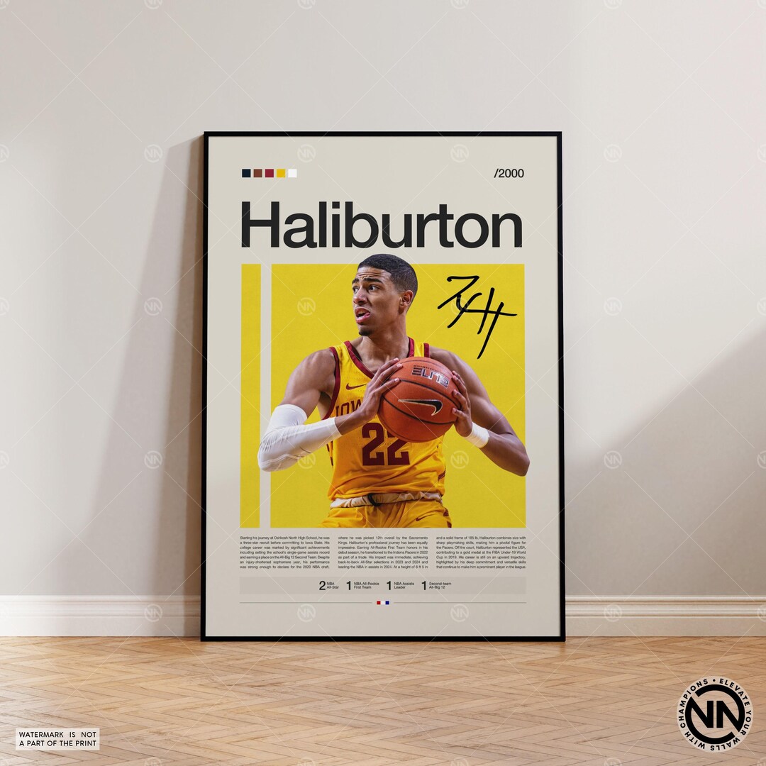 Tyrese Haliburton Poster, Indiana Pacers, NBA Poster, Sports Poster ...