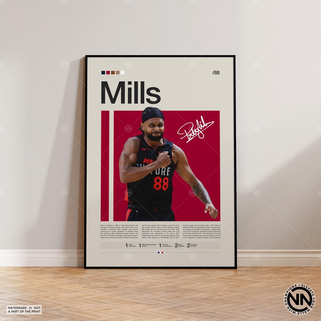 Patty Mills Poster, Miami Heat Poster, NBA Poster, Sports Poster, Mid ...