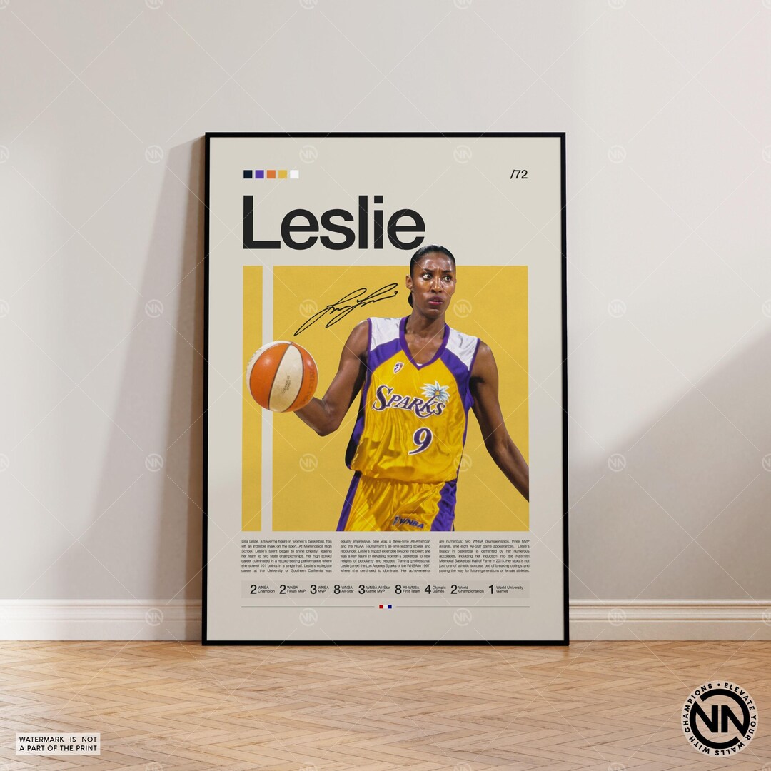 Lisa Leslie Poster, Los Angeles Sparks, WNBA Poster, Sports Poster, Mid ...