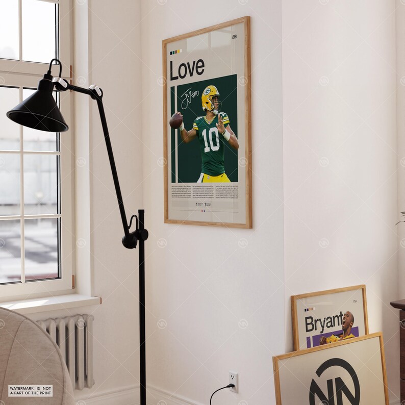 Jordan Love Poster, Green Bay Packers Print, NFL Poster, Sports Poster ...