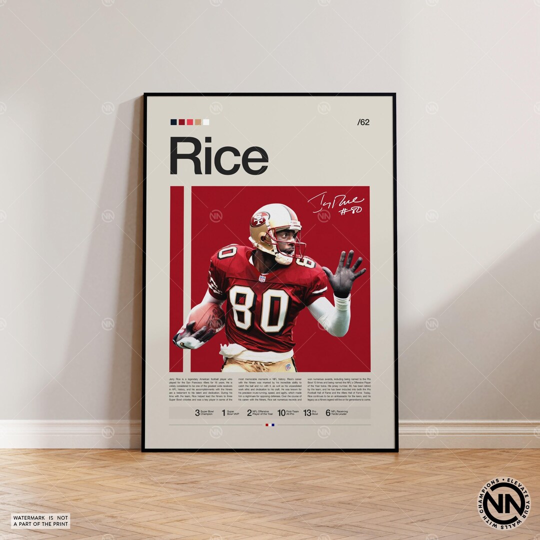 Jerry Rice Niners Poster, San Francisco 49ers Poster, NFL Poster ...