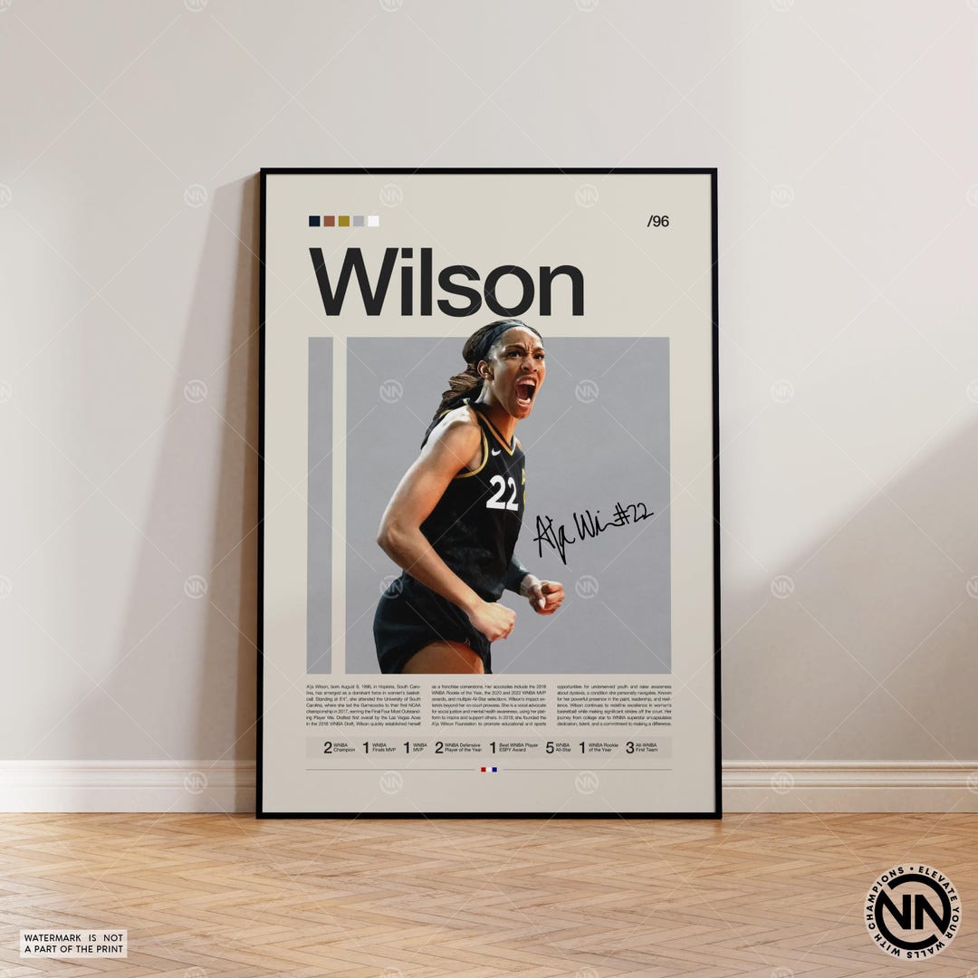 A'ja Wilson Poster, Las Vegas Aces, WNBA Poster, Sports Poster, Mid ...