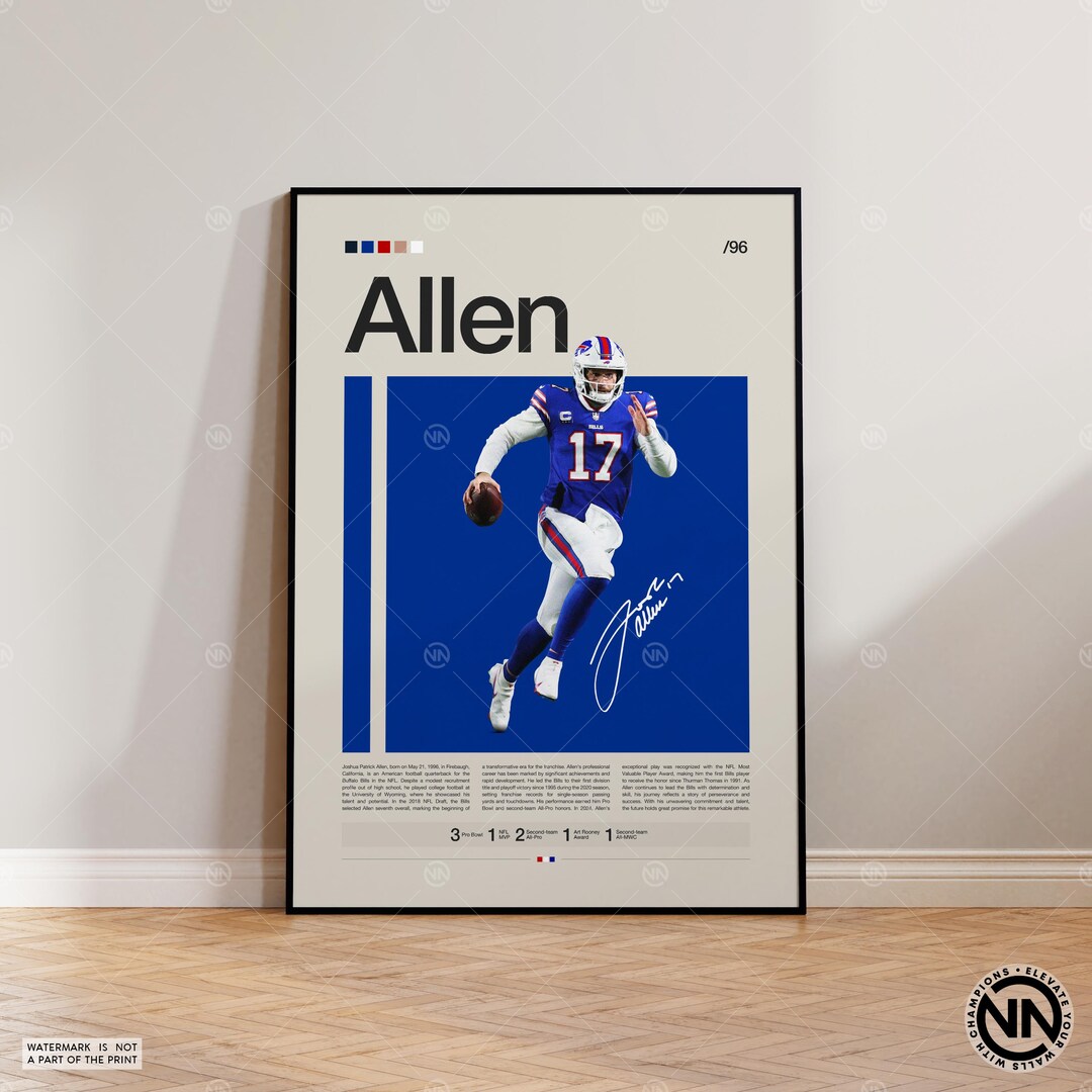 Josh Allen Poster, Buffalo Bills Poster, NFL Poster, Sports Poster, NFL ...