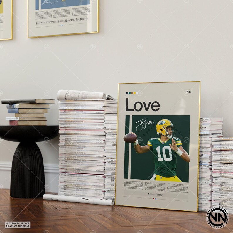 Jordan Love Poster, Green Bay Packers Print, NFL Poster, Sports Poster ...