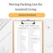 Assisted Living Moving and Packing Checklist - Etsy