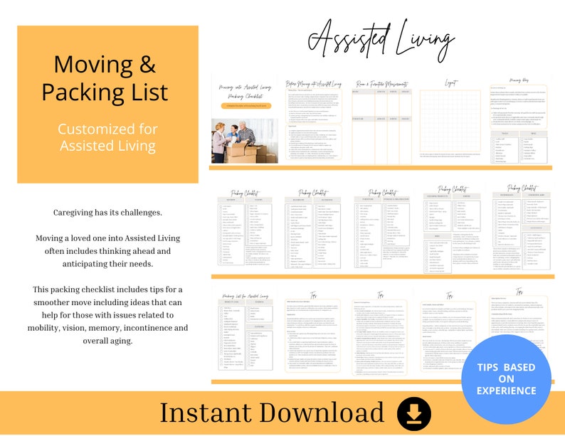 Assisted Living Moving and Packing Checklist - Etsy