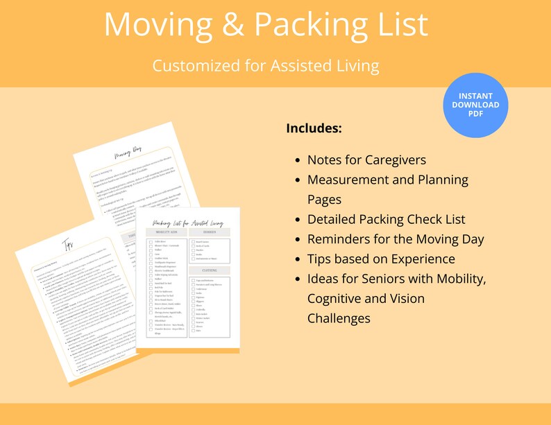 Assisted Living Moving and Packing Checklist - Etsy