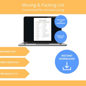 Assisted Living Moving and Packing Checklist - Etsy