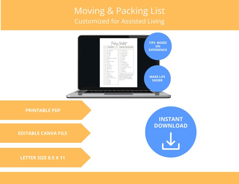 Assisted Living Moving and Packing Checklist - Etsy
