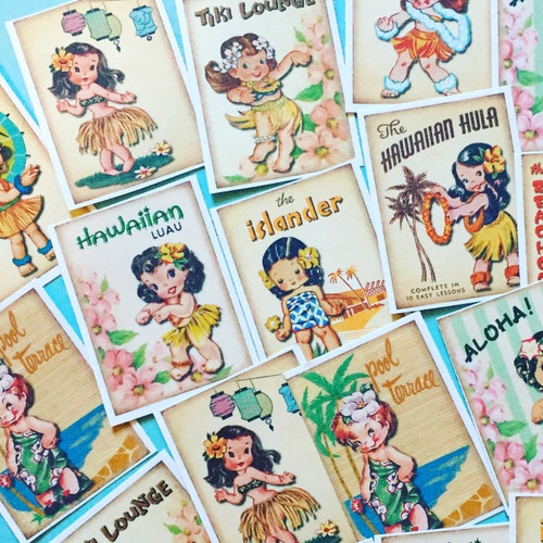 Hawaii Hula Girl Stickers Set of 18 Handmade Stickers - Etsy