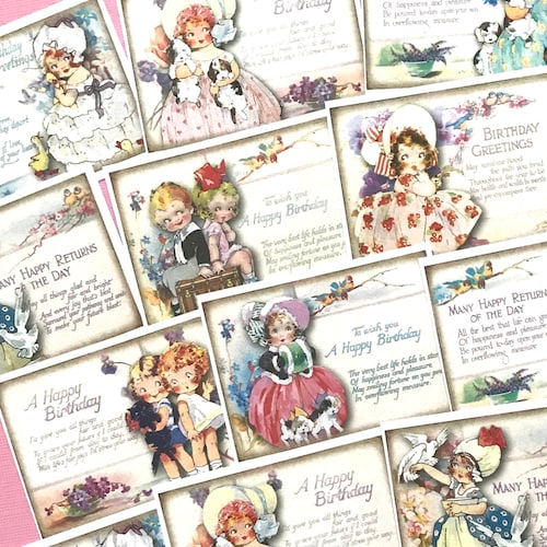 Birthday Stickers Set of 18 Handmade Stickers Vintage - Etsy