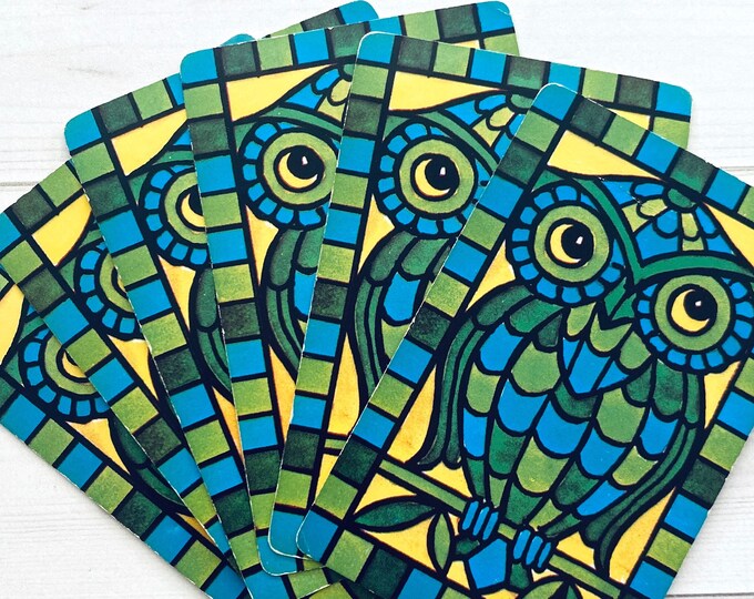 Owl Playing Cards - Set of 6 - Vintage Cards, Vintage Children Cards ...