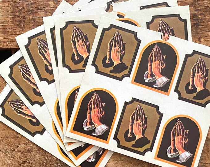 Vintage Praying Hands Stickers - 6 Sheets, 36 Seals - Eureka Presto ...