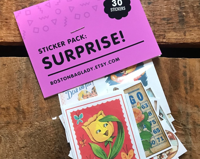 Surprise Stickers Set of 30 Handmade Stickers, Vintage Style, Vintage ...