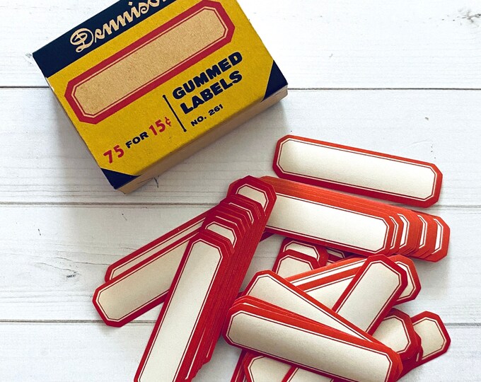 Vintage Dennison Gummed Labels - Original Box 75 Labels - Collage ...