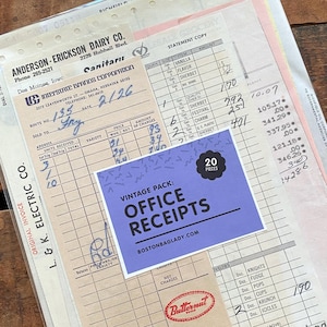 Vintage Used Receipts Ephemera Lot - Set of 20 - Junk Journal, Paper ...