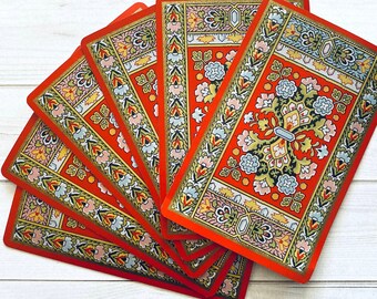 Vintage Playing Cards - Set of 6 - Round Cards, Paper Ephemera, Junk ...