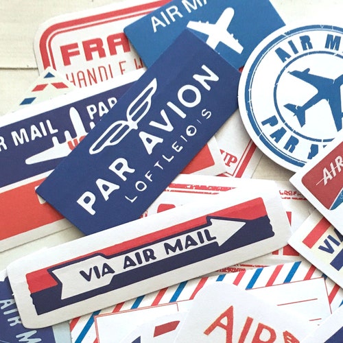 Air Mail Stickers Set of 20 Airmail Labels Par Avion | Etsy