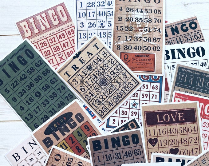 Bingo Stickers - Set of 25 - Bingo Ephemera, Junk Journal Paper ...