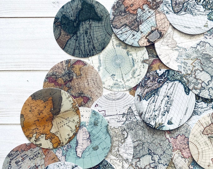 World Map Stickers Set of 46 Map Labels Junk Journal - Etsy
