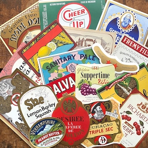 Vintage Assorted Labels Lot - Set of 27 - Paper Ephemera, Alcohol Food ...