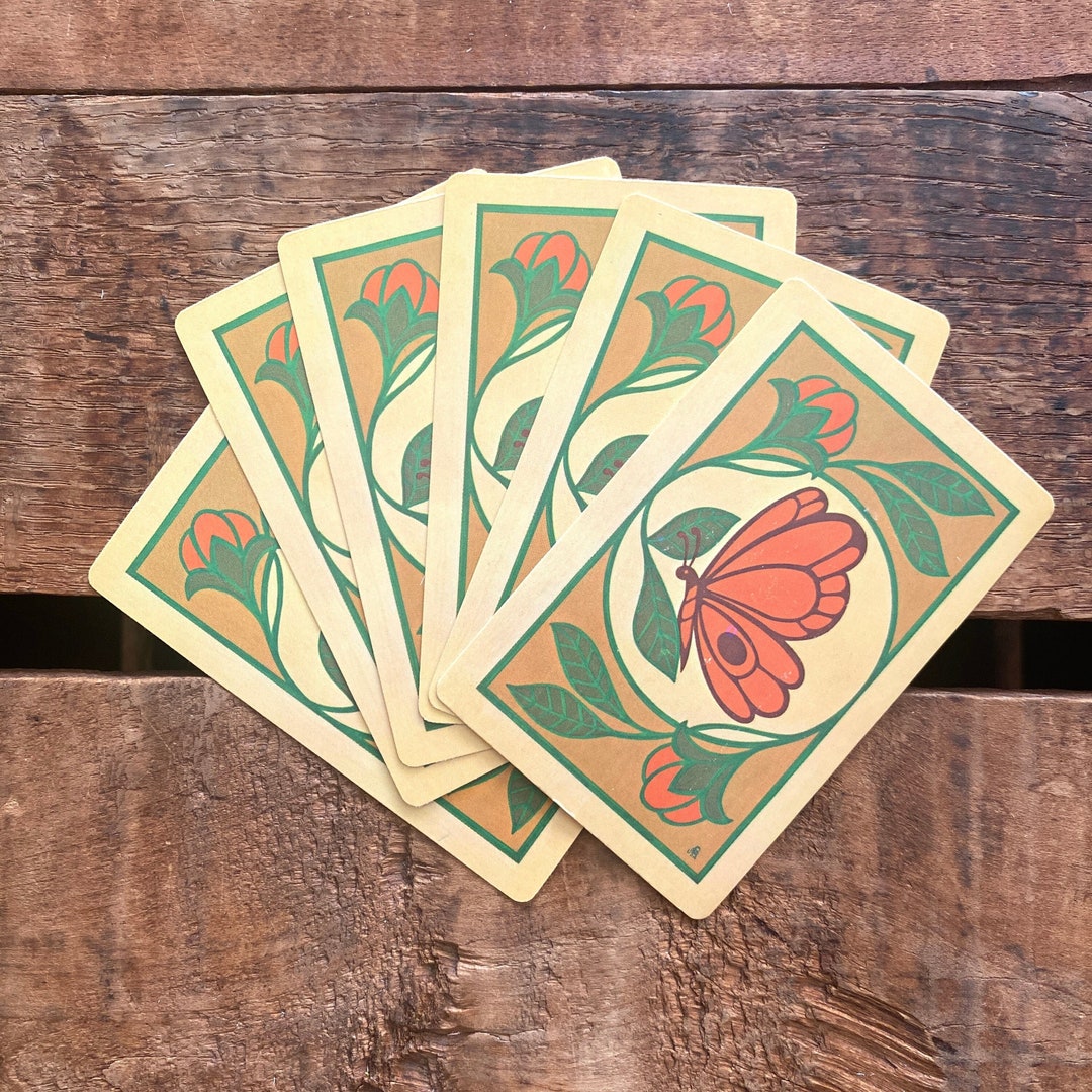 Vintage Butterfly Playing Cards - Set of 6 - Vintage Cards, Vintage ...