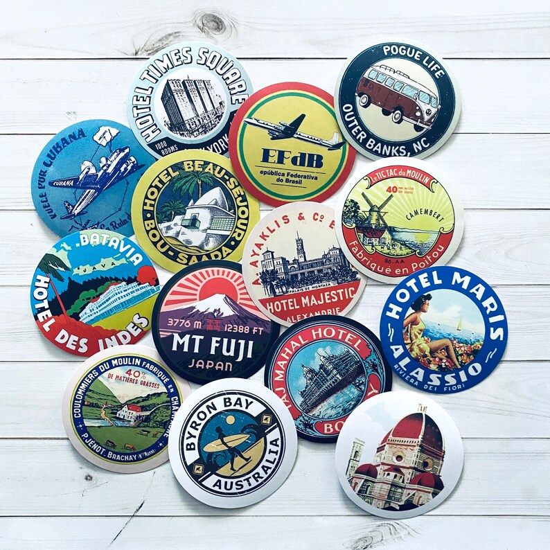 Travel Stickers - Set of 14 - Travel Ephemera, Junk Journal Paper ...