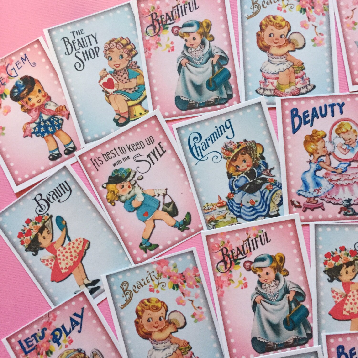 Beauty School Stickers - Set of 18 - Handmade Stickers, Vintage Style ...