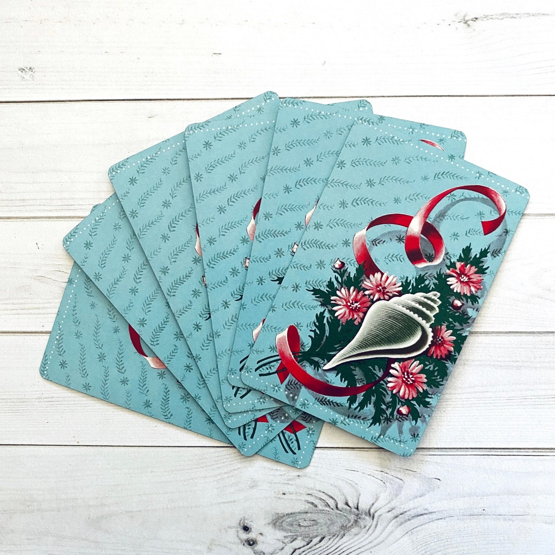 Vintage Shell Playing Cards Set of 6 Vintage Cards, Seashell Cards ...