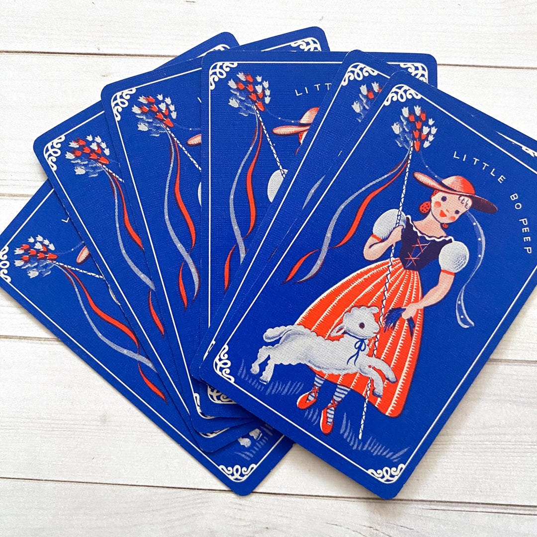 Vintage Little Bo Beep Girl Nursery Rhyme Playing Cards - Set of 6 - Etsy