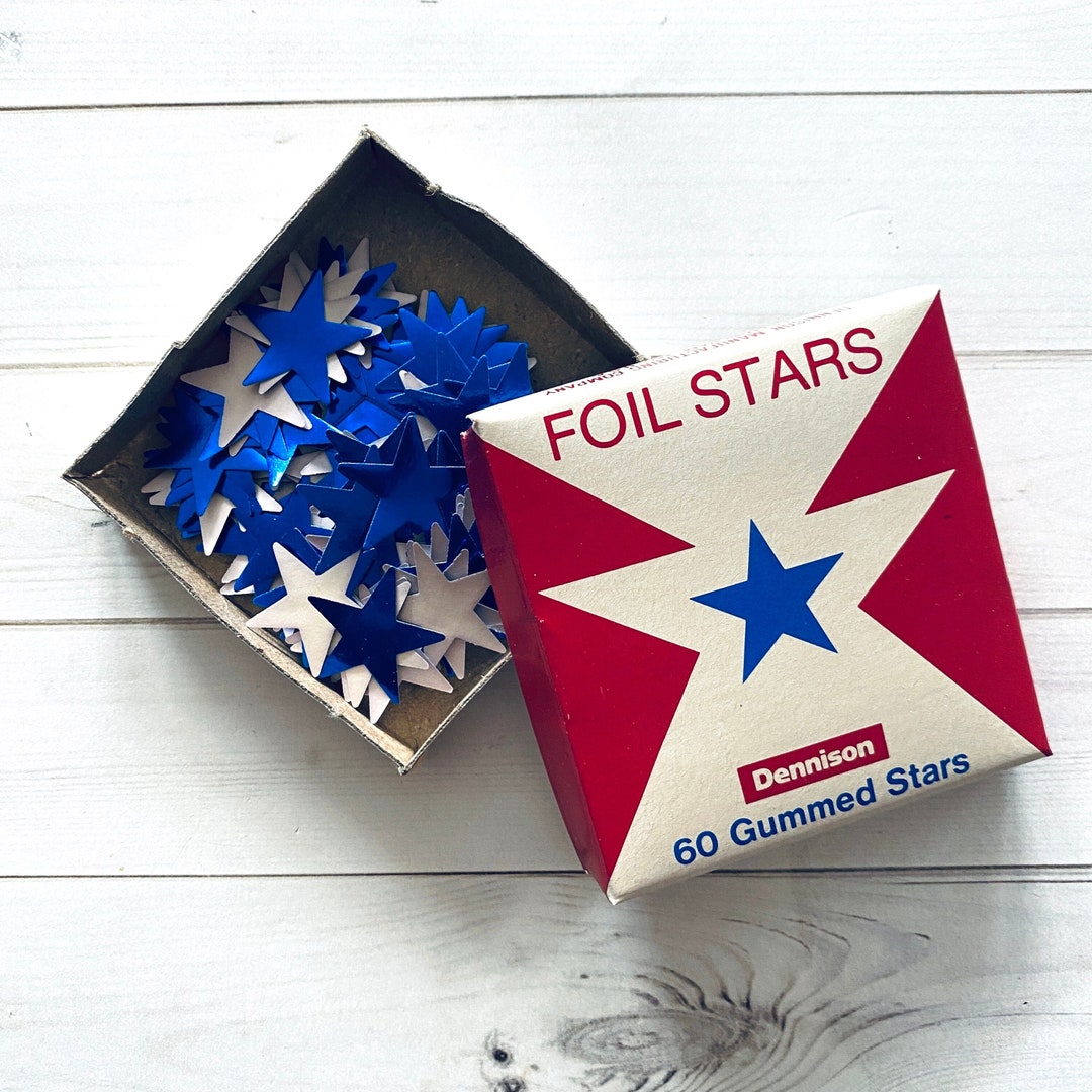 Vintage Gummed Stars 1 Box, 60 Stars Dennison Stars, Vintage Labels ...