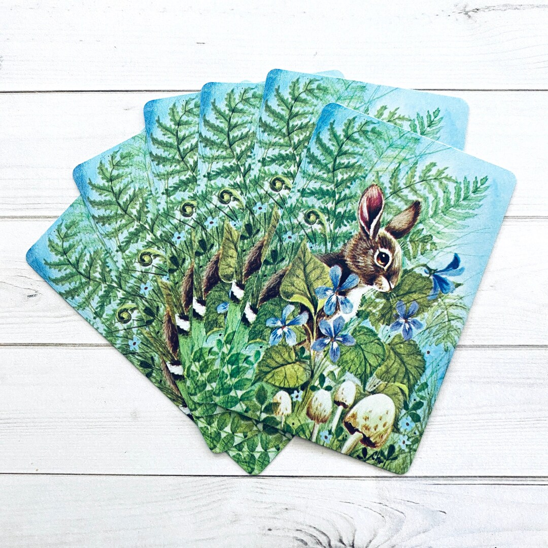 Vintage Bunny Rabbit in Nature Playing Cards - Set of 6 - Etsy