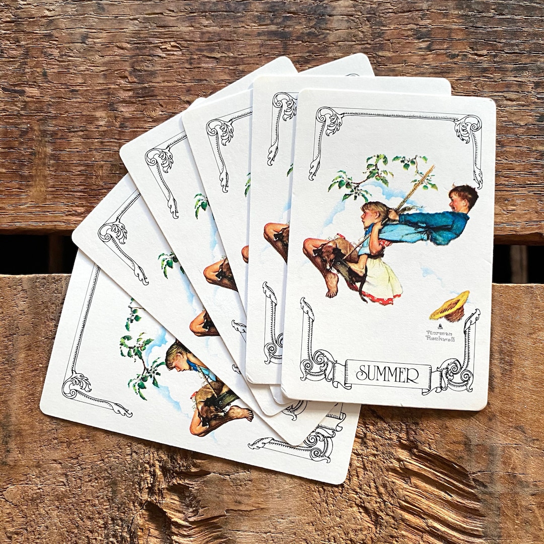 Vintage Norman Rockwell Children Swinging Summer Playing Cards - Set of ...