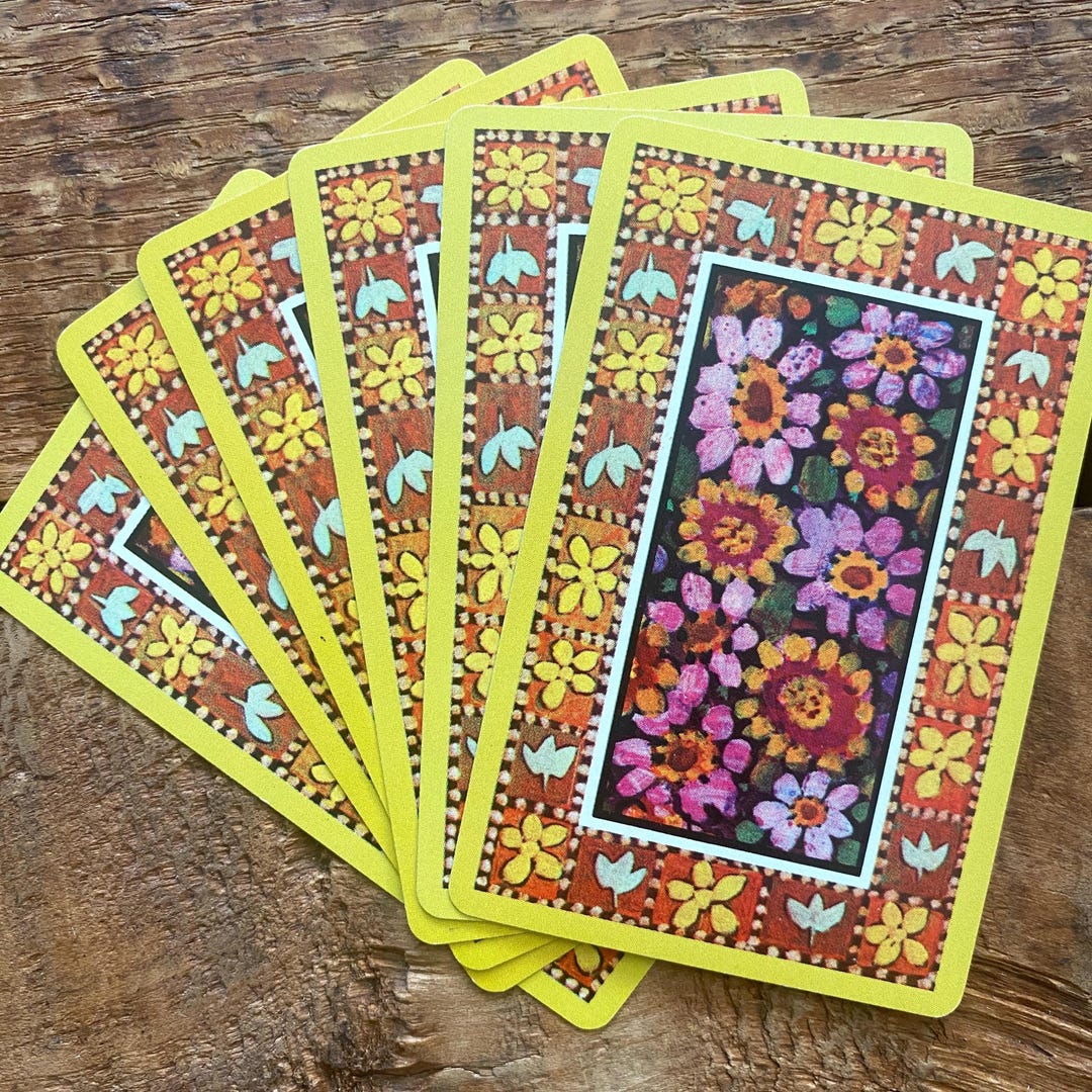 Vintage Colorful Flower Playing Cards - Set of 6 - Etsy