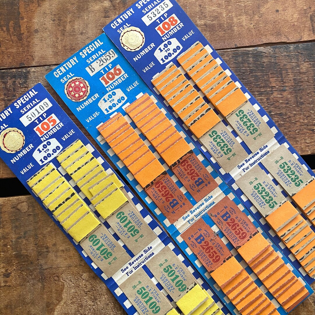 Vintage Unused Bingo Pull Tabs Card Select Option Junk Journal, Paper ...