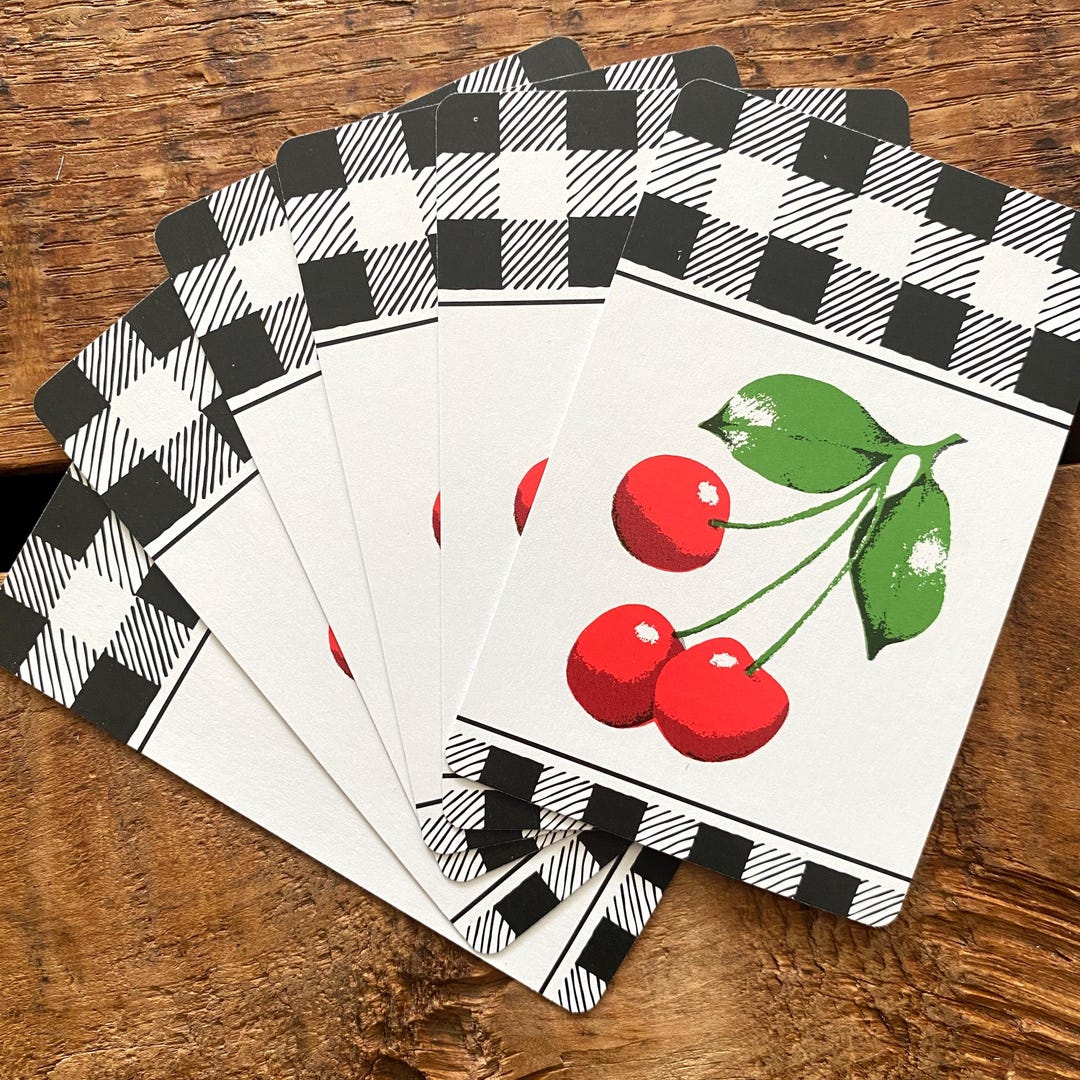 Vintage Retro Red Cherries Playing Cards - Set of 6 - Etsy